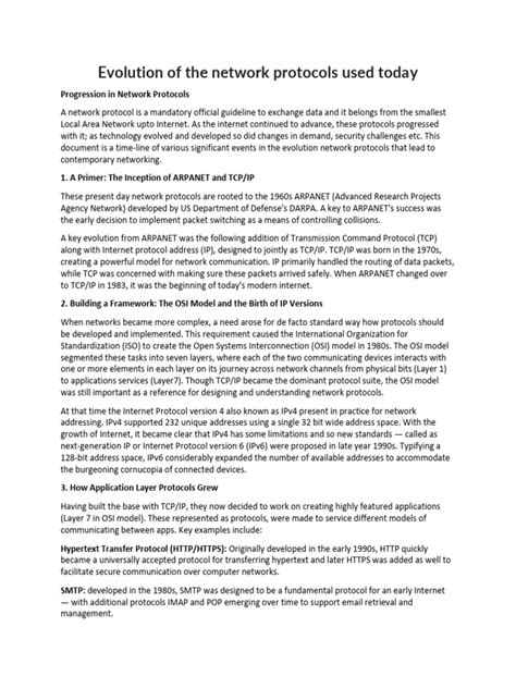 evolution of the network protocols used today pdf internet protocol