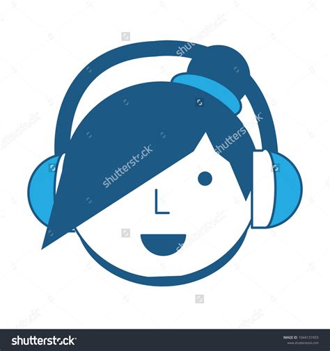 Cartoon Girl Headphones Stock Vector Royalty Free 1044137455