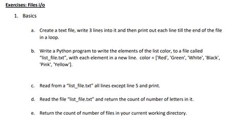 Solved Basics A Create A Text File Write Lines Into It Chegg