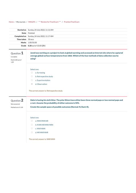 Practice Final Exam Home My Courses Mas291 Review For Final