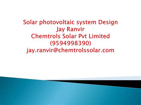 Solar Photovoltaic System Design PDF