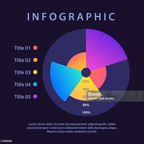 어두운 테마에 대한 시장 서클 인포그래픽 디자인 템플릿에 대한 회사 역할 0명에 대한 스톡 벡터 아트 및 기타 이미지 0명 개인화 공부 Istock