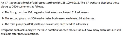 Solved An ISP Is Granted A Block Of Addresses Starting With Chegg