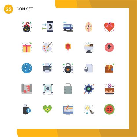 User Interface Pack Of 25 Basic Flat Colors Of Heart Birthday Conversation T Transport