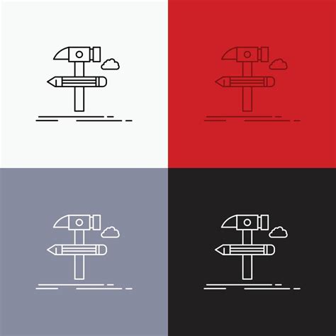 Build Design Develop Tool Tools Icon Over Various Background Line Style Design Designed