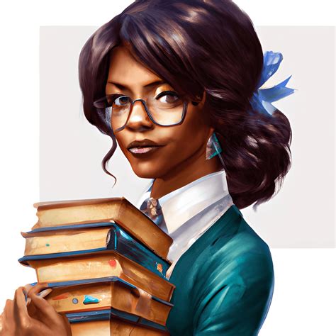 African American Nerdy Girl Librarian Portrait · Creative Fabrica