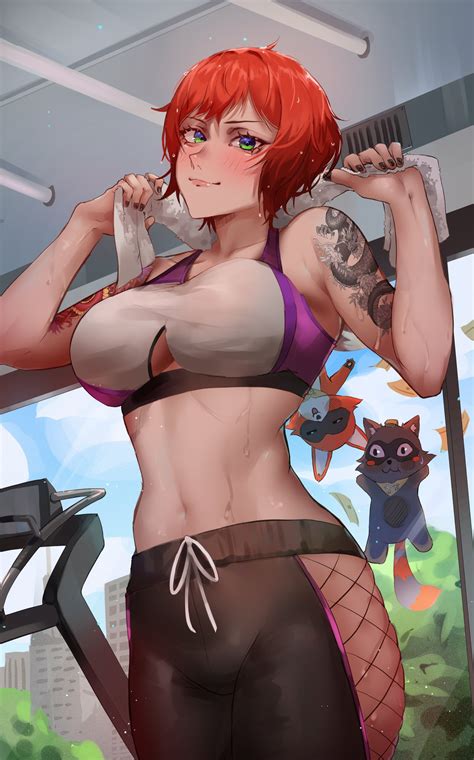 Rule 34 Blue Eyes Elly Vtuber Green Eyes Gym Gym Clothes Indie