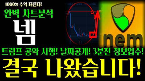 넴 코인전망 완벽 차트분석 트럼프 공약 시행 날짜공개 3분전 정보입수 결국 나왔습니다 빠르게 확인 하세요 넴넴코인넴코인전망 Youtube