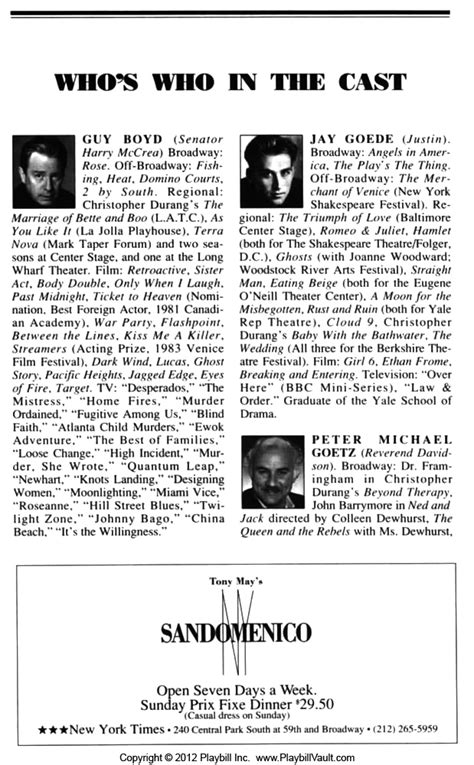 Sex And Longing Broadway Cort Theatre 1996 Playbill