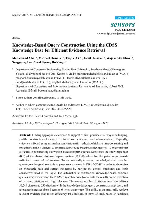 Pdf Knowledge Based Query Construction Using The Cdss Knowledge Base