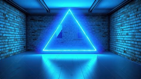 네온 파란색 삼각형 3d 렌더링 벽에 반사된 빛이 있는 조명된 방 푸른 벽 배경 비추다 배경 파란색 효과 배경 이미지 Hd 푸른 벽 비추다 파란색 효과 배경