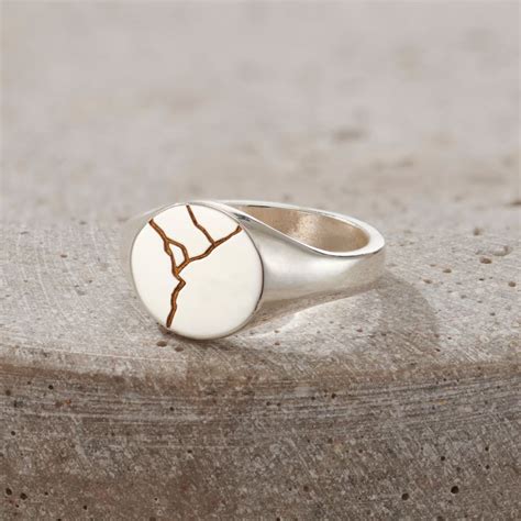 Mens Kintsugi Signet Ring Posh Totty Designs Wolf And Badger