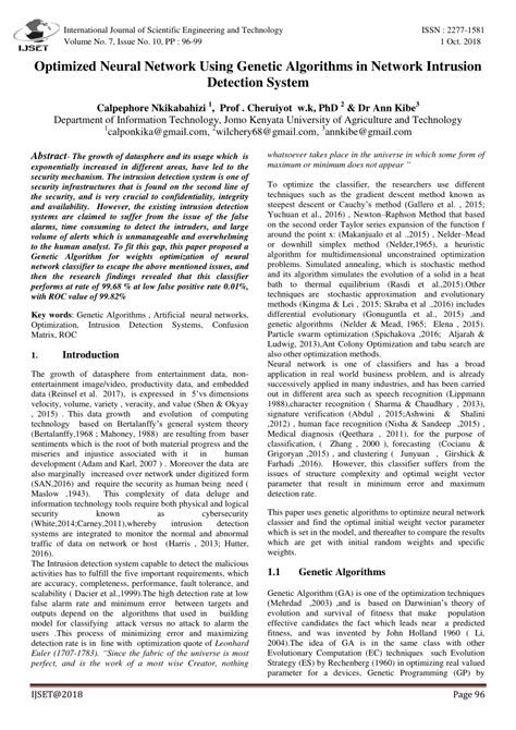 Pdf Optimized Neural Network Using Genetic Algorithms In Network