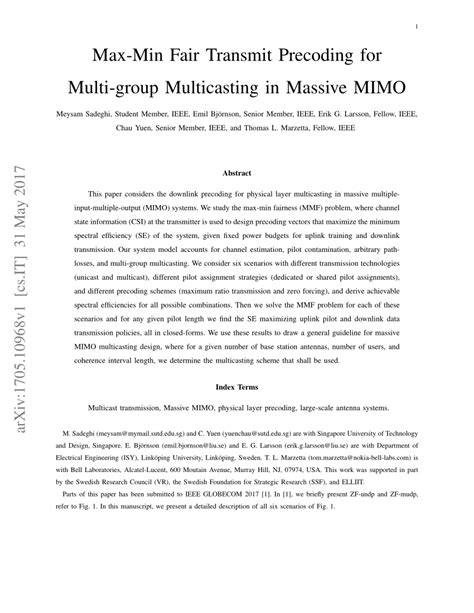 pdf max min fair transmit precoding for multi group multicasting in