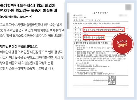 특가법위반도주치상 혐의 피의자 변호하여 혐의없음 이끌어내 로톡