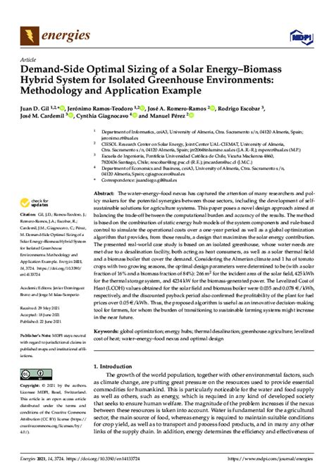 Pdf Demand Side Optimal Sizing Of A Solar Energybiomass Hybrid