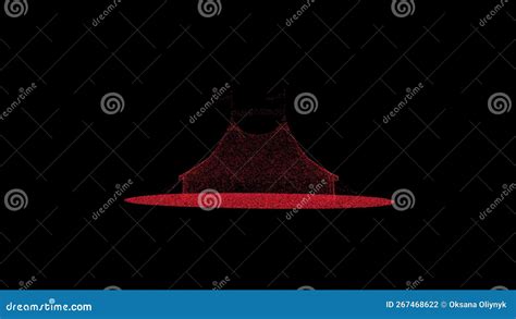 3d Circus Tent On Black Background Object Consisting Of Red Flickering Particles Science