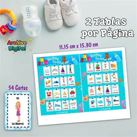 Lotería Baby Shower Niño 100 Tablas Imprimibles Juegos Extra en venta