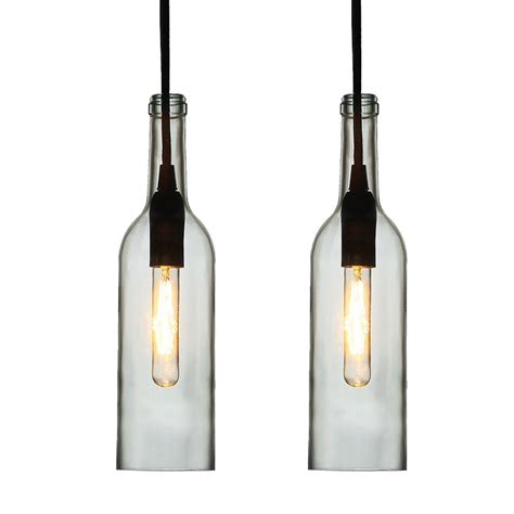 2er Set Hängelampen in Flaschenform aus klarem Glas VT 7558 ETC Shop