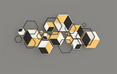 육각형 추상적 배경 필드 효과의 깊이 육각형이 있는 현대식 셀룰러 벌집 3d 패널 세라믹 대리석 금속 타일 3d 벽 텍스처