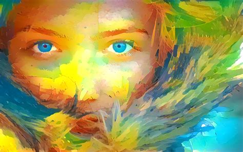 Fond Décran Coloré La Peinture Illustration Femmes Yeux Bleus