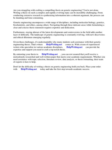 Genetic Engineering Thesis Statement Pdf Genetic Engineering Genetics
