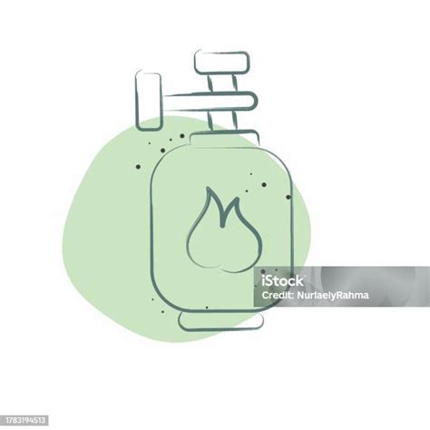 Tangki Bensin Icon Terkait Dengan Simbol Nuklir Gaya Bintik Warna