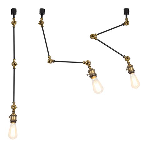 Fsliving J Type Track Pendant Light With Adjustable Arm Vinatge E Gold Base Diy Lighting
