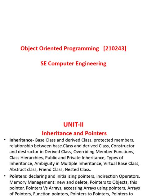Unit 2 Pdf Pointer Computer Programming Inheritance Object