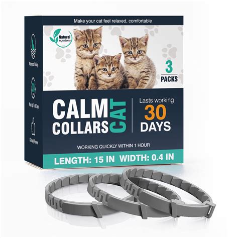Calming Collar For Cats 3 Pack Pheromone Calm Collar For Anxiety Relief Long Lasting 30 Days