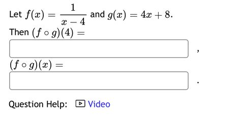 solved let f x 1x 4 ﻿and g x 4x 8 ﻿then f g 4 question