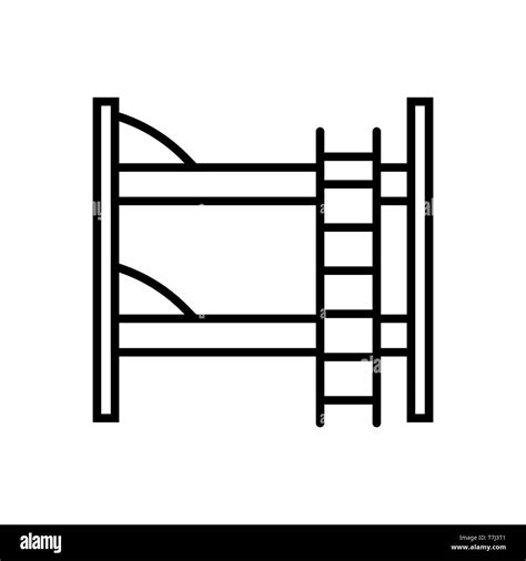 Bunk Bed Line Icon Isolated On White Background Outline Thin Furniture