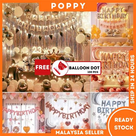 Happy Birthday Balloon Set Balloons Party Decoration Selamat Hari Jadi