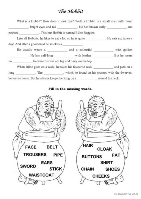 Hobbit English ESL Worksheets Pdf Doc