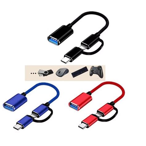 Type C Android OTG Short Braided USB Cables Adapter Male Micro USB To Female USB Support