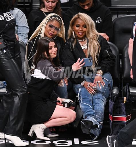 Mary J Blige And Misa Hylton Attend Brooklyn Nets V Boston Celtics