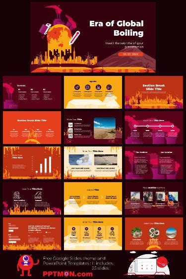 Era Of Global Boiling Free Presentation Design For Google Slides Theme And PowerPoint