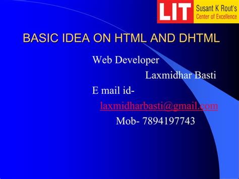 Html And Dhtml Pptx Web Design And Html Internet