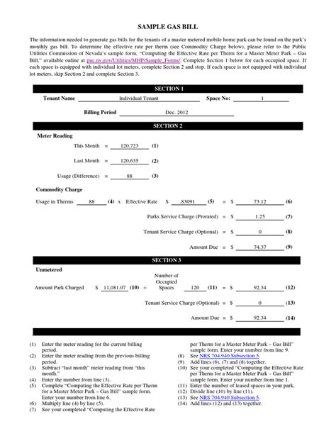 Sample Gas Bill Pdf