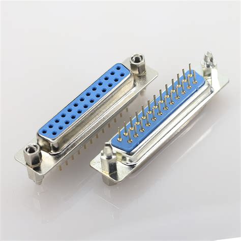 DB25 Female Socket 180 Degree Plug In Car Needle Connector With Screw Hole Gold Plated Hy DB25 F