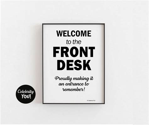 Front Desk Welcome Sign Print Hotel Reception Wall Poster Funny Witty