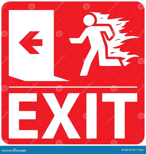 Fire Exit Sign Template Designs Printable Safety Signs And Symbols Vector Illustration