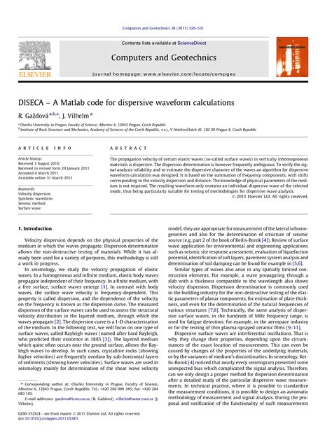 Pdf Diseca A Matlab Code For Dispersive Waveform Calculations