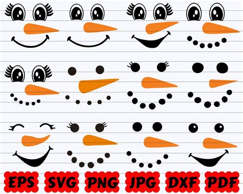 Snowman Faces Svg Snowman Svg Snowman Clipart Christmas Svg Snowman