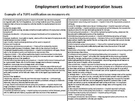 Example Of A Tupe Notification On Measures Employment