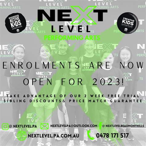 Enrolments Now Open For 2023 Next Level Performing Arts