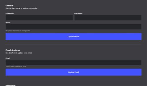 Account Settings Free Webflow Component