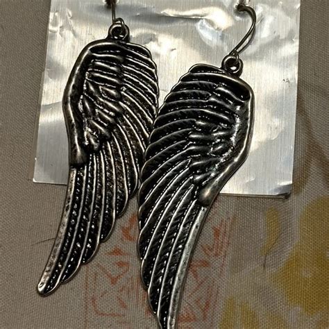 Los Angeles Apparel Jewelry Long Alluring Angel Wings Earrings No
