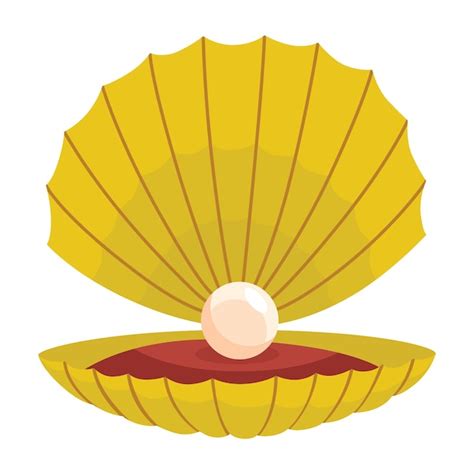 Premium Vector Pearl In Seashell Open Seashell Scallop And Pearl