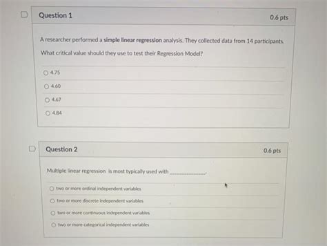 Solved D Question 1 06 Pts A Researcher Performed A Simple